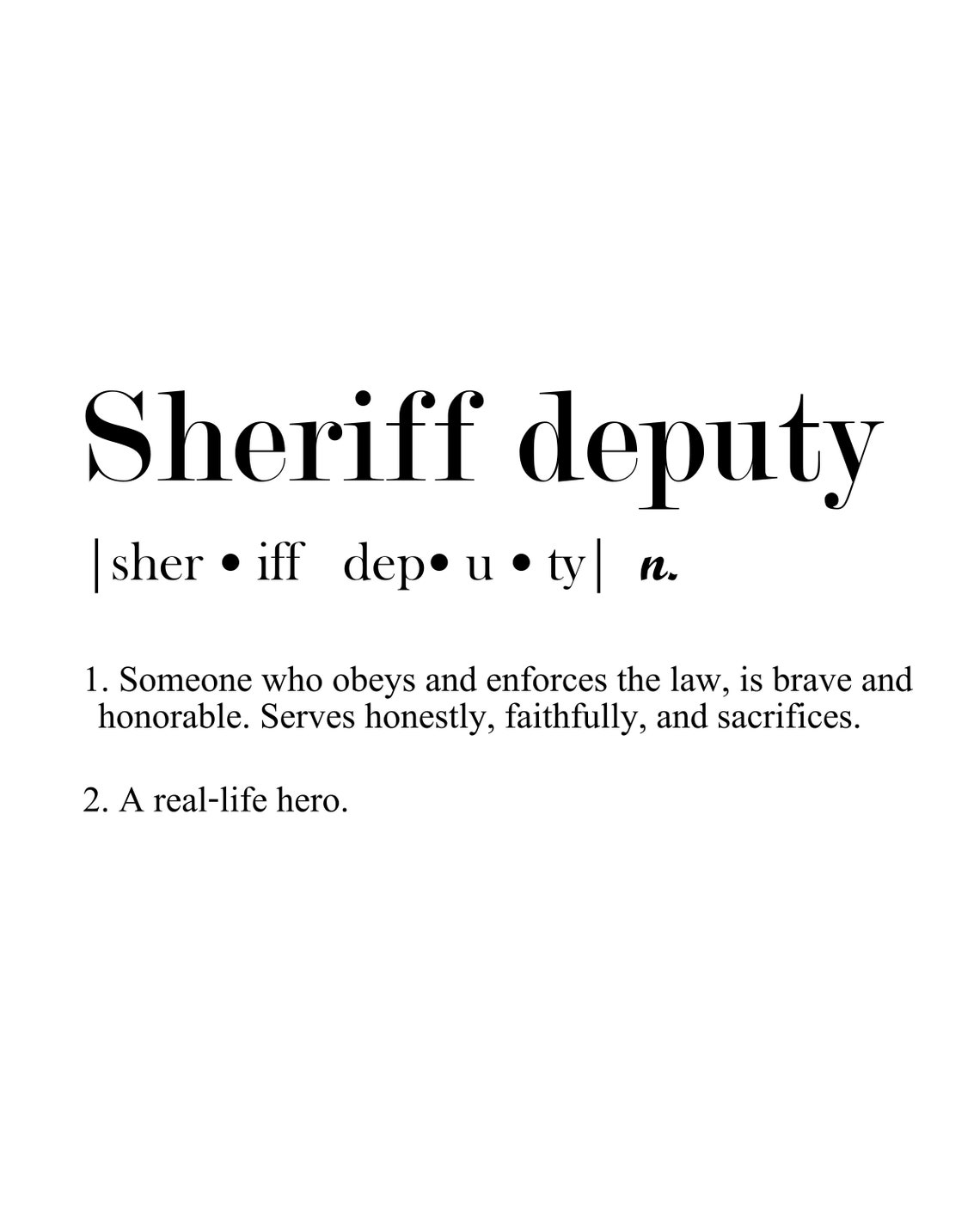 Sheriff Deputy Definition Print | Sheriff Deputy | INSTANT Digital ...
