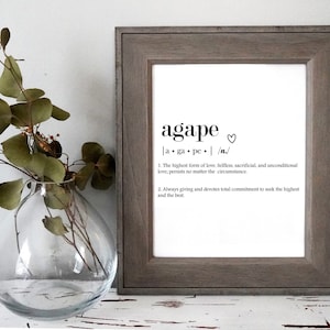 Agape Love Definition Print| Love Definition Print| INSTANT Digital ...
