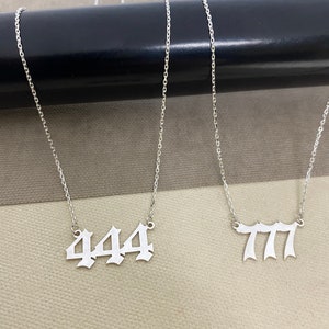 Number Necklace, Tiny Angel Number Necklace Silver 14k Solid Gold ...