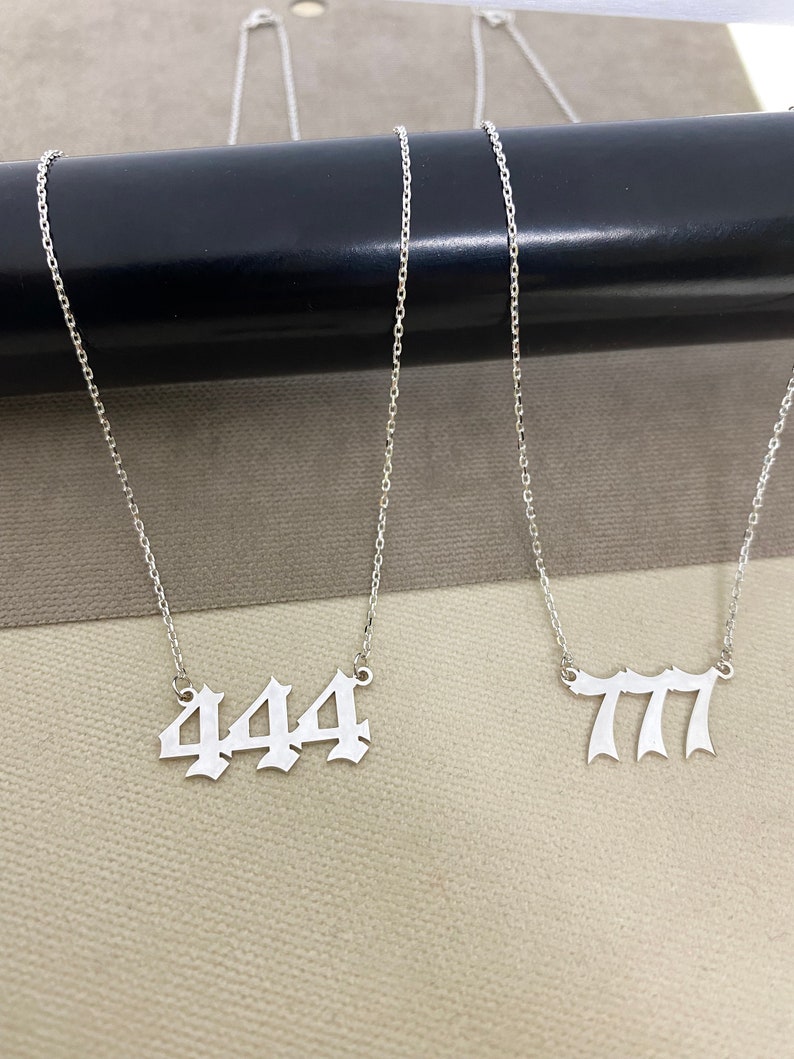 Number Necklace Tiny Angel Number Necklace Silver 14k Solid - Etsy