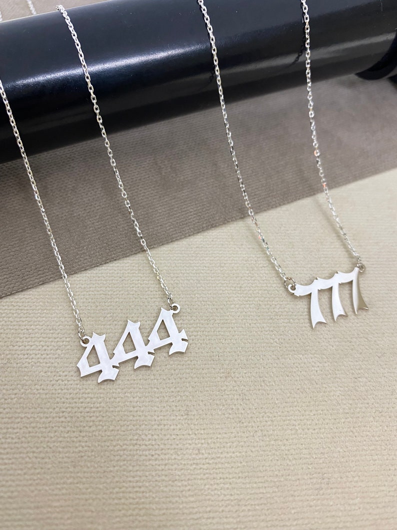 Number Necklace Tiny Angel Number Necklace Silver 14k Solid - Etsy