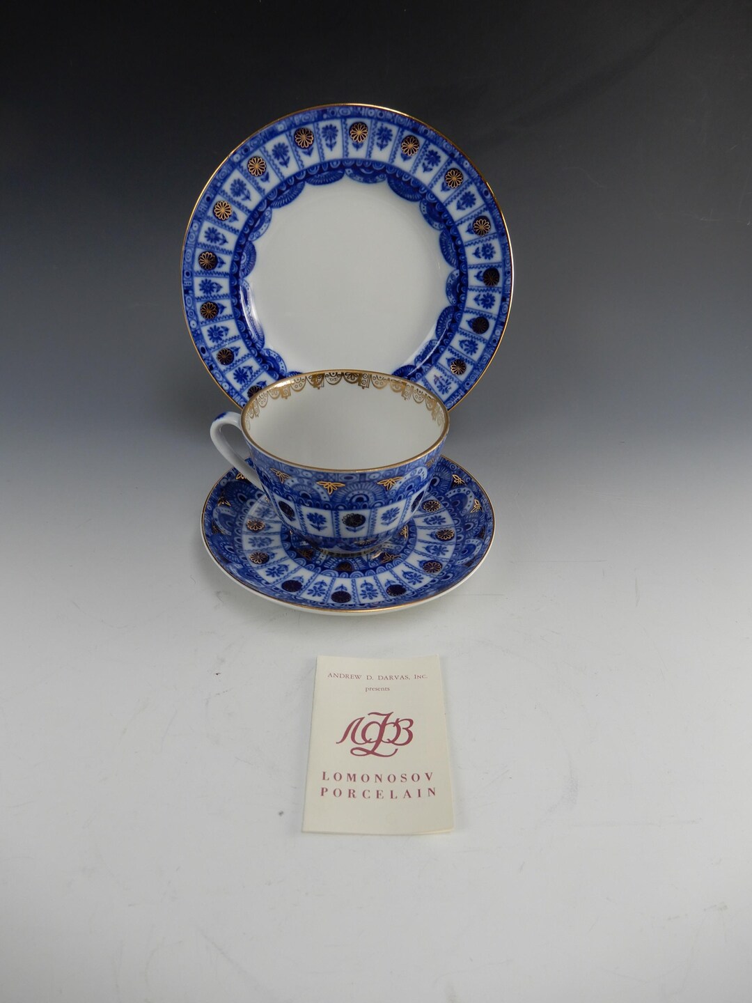 Vtge Imperial Lomonosov "spring Arches" Cobalt Blue Gold Trio Cup ...