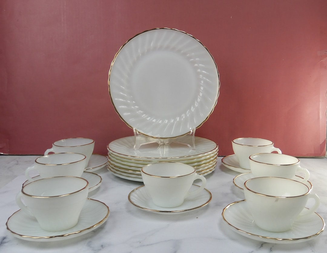 23 Piece Anchor Hocking Golden Shell Dinnerware - Etsy