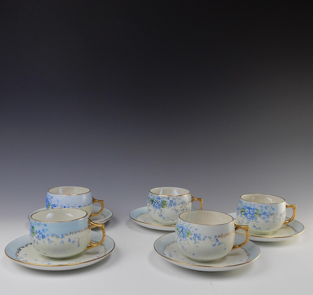 Vintage PMR Bavaria forget Me Not Set of 5 Cups and Saucers - Etsy