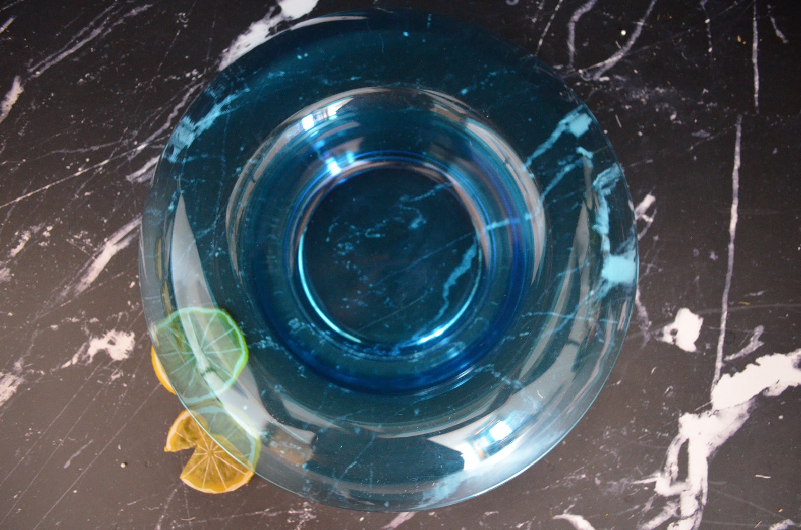 Light Blue Clear Glass Rolled Edge Console Bowl Vintage - Etsy