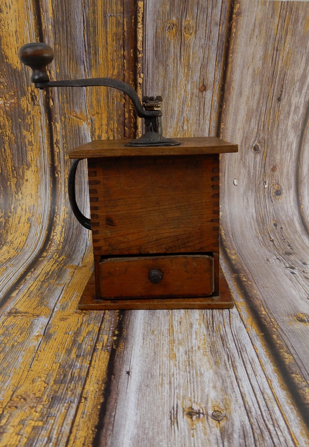 Vintage Cast Iron & Wood Box Joint Hand Crank Wood Box Mill 12 - Etsy