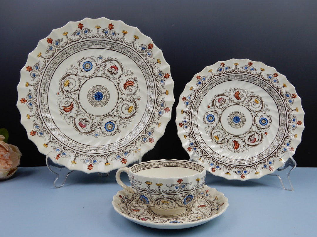 4 Piece Copeland Spode Florence Blue Center Flower Scalloped One Place ...