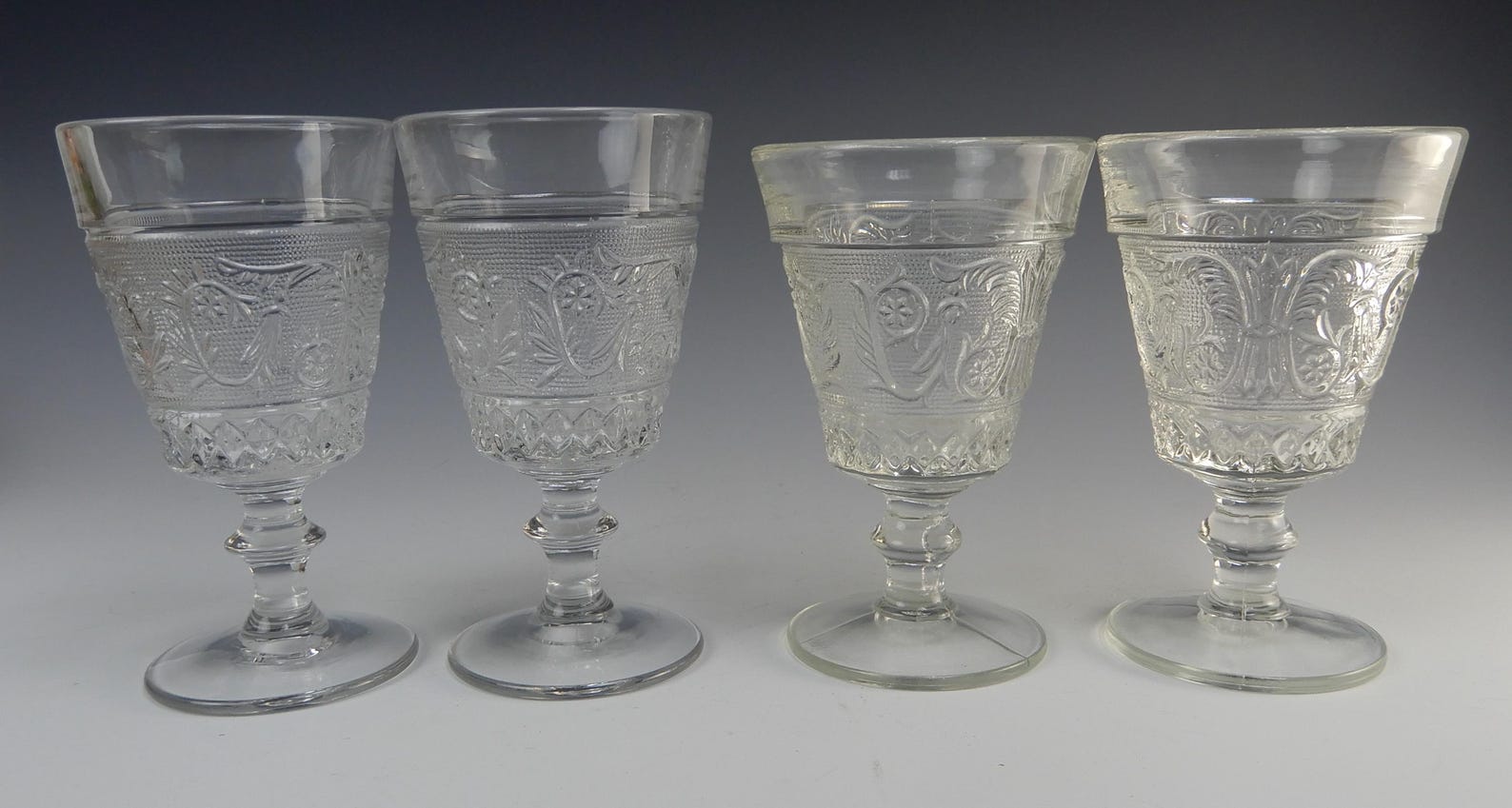 4 Sandwich Footed Water Goblets 8 Oz. in Duncan & Miller Clear Glass - Etsy