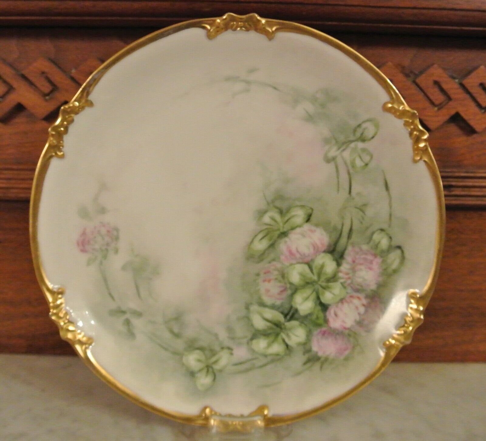Vintage Goa France Pink & Green Flower Gold Rim Plate Signed - Etsy