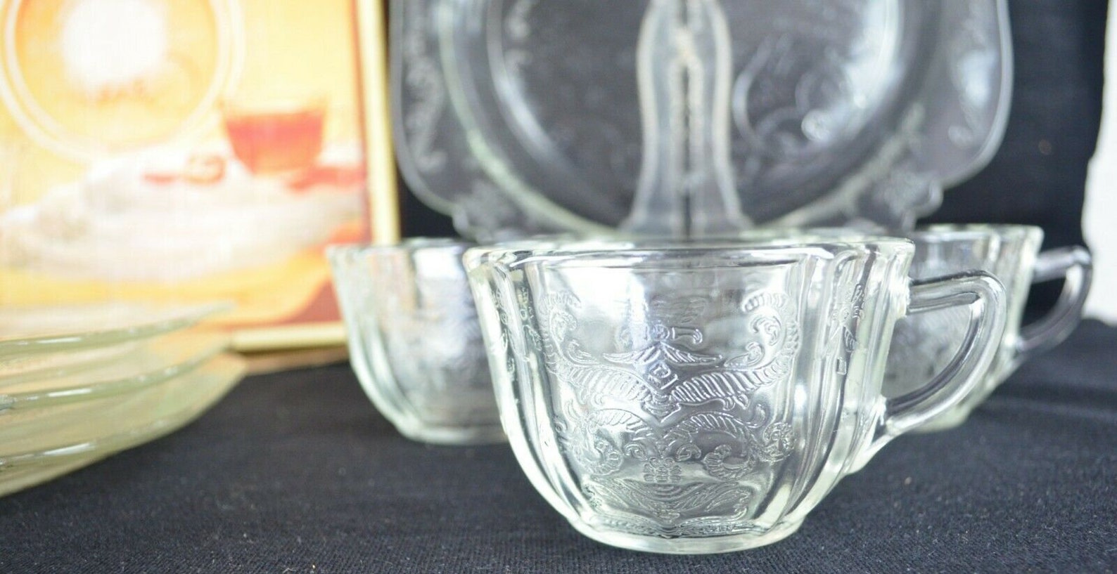 Vintage Indiana Glass Clear Recollection 8 Piece Snack Set | Etsy