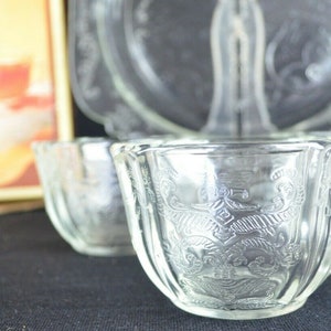 Vintage Indiana Glass Clear Recollection 8 Piece - Snack Set Service ...
