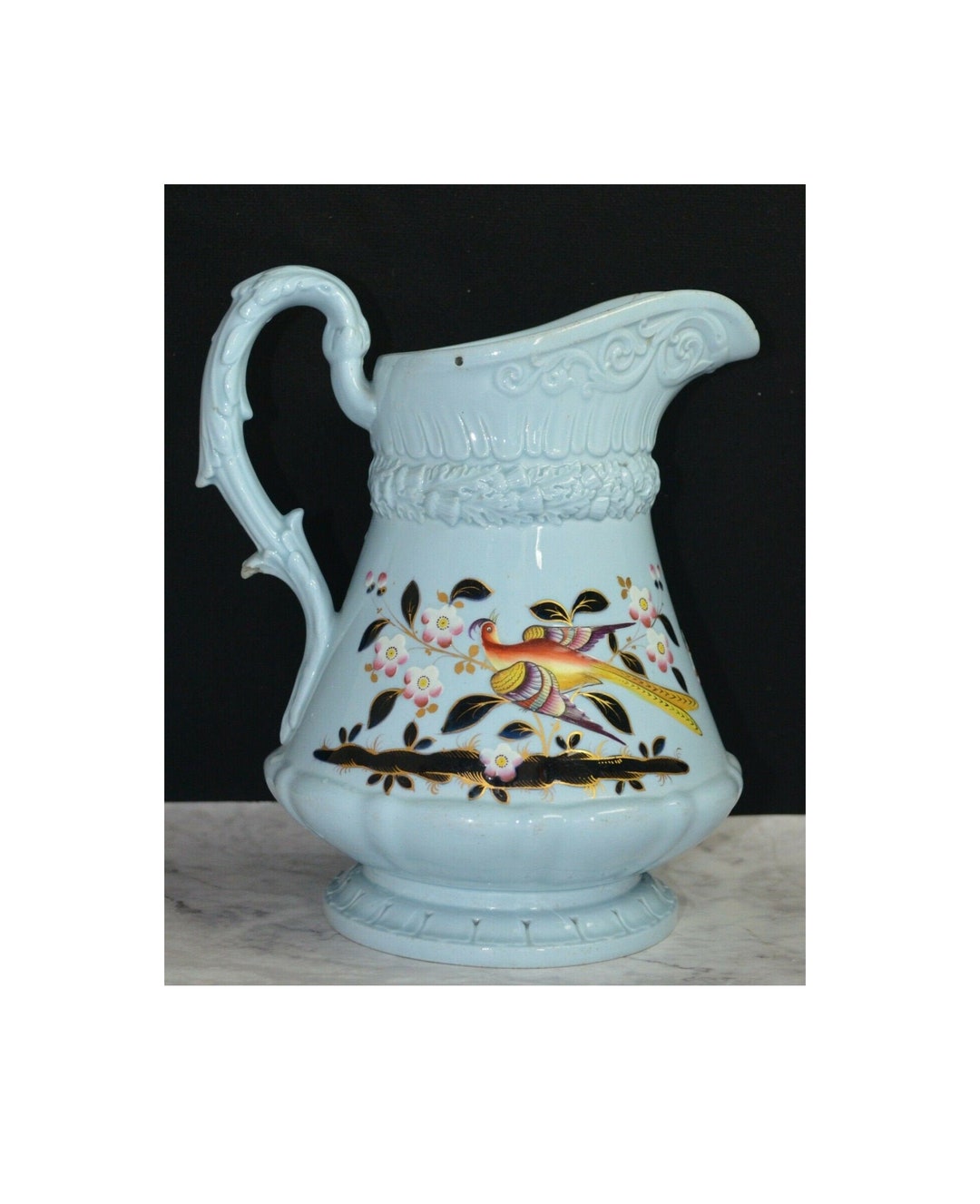 Antique Ridgway & Co Blue Bird Pitcher: English Farmhouse Decor - Etsy