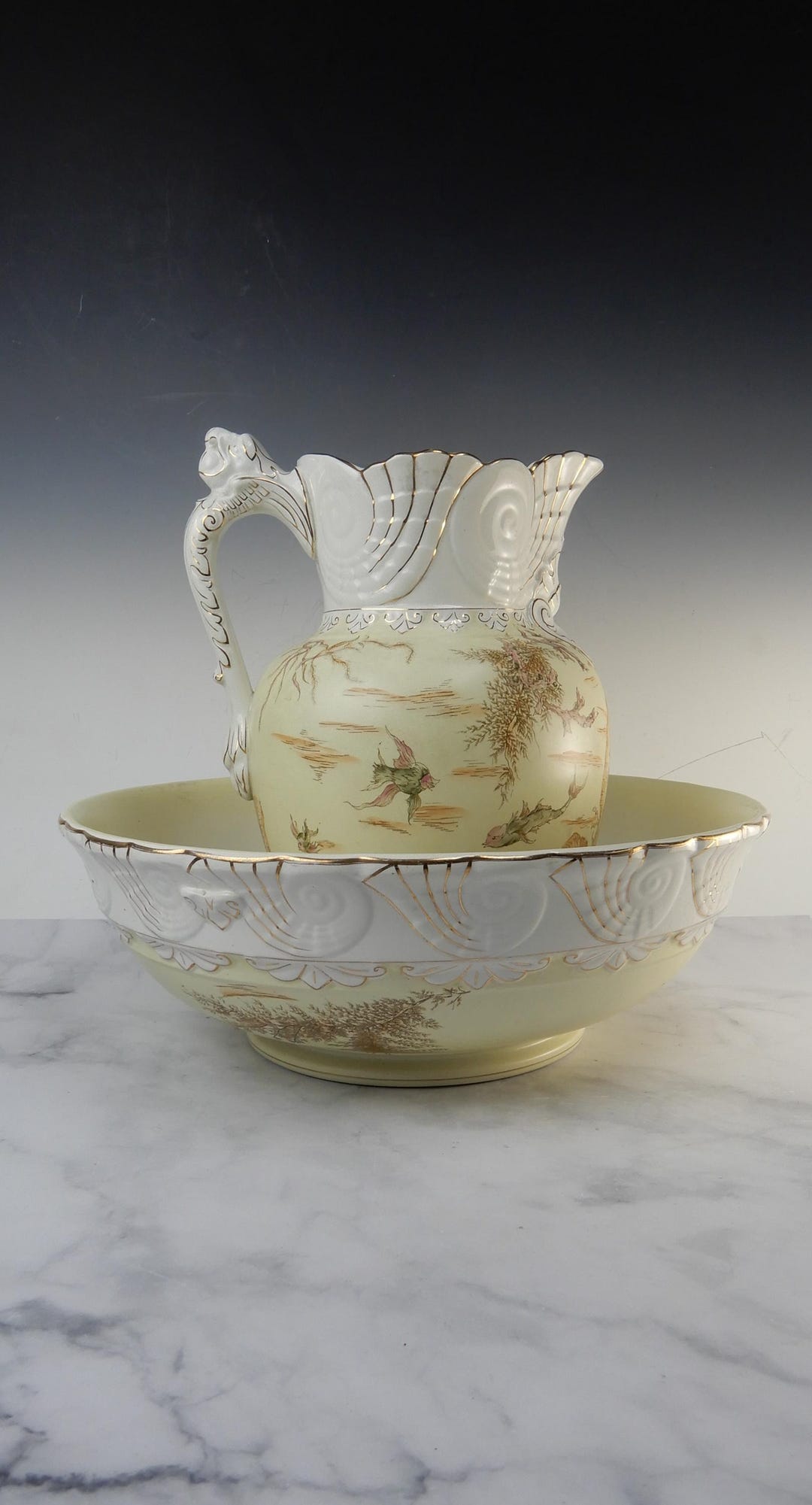 Antique Alba China Bona Fama Melior Ironstone Pottery Wash Bowl and ...