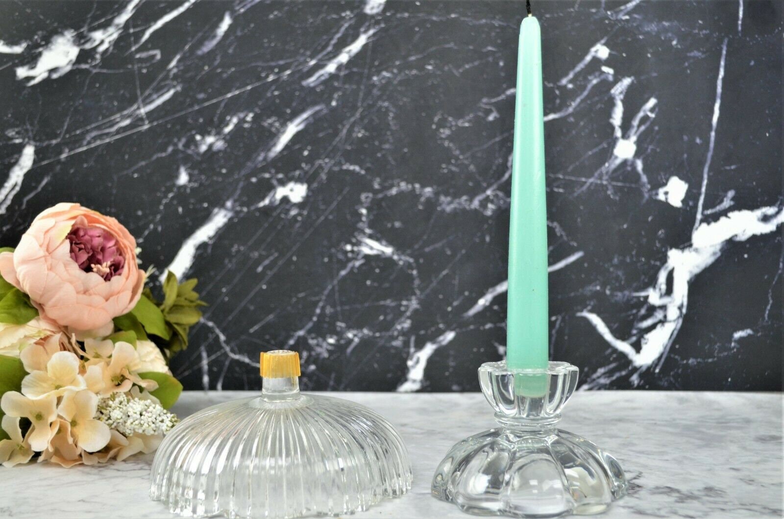 Home Décor Candleholders Home & Living Two Vintage Glass Candle Holders ...