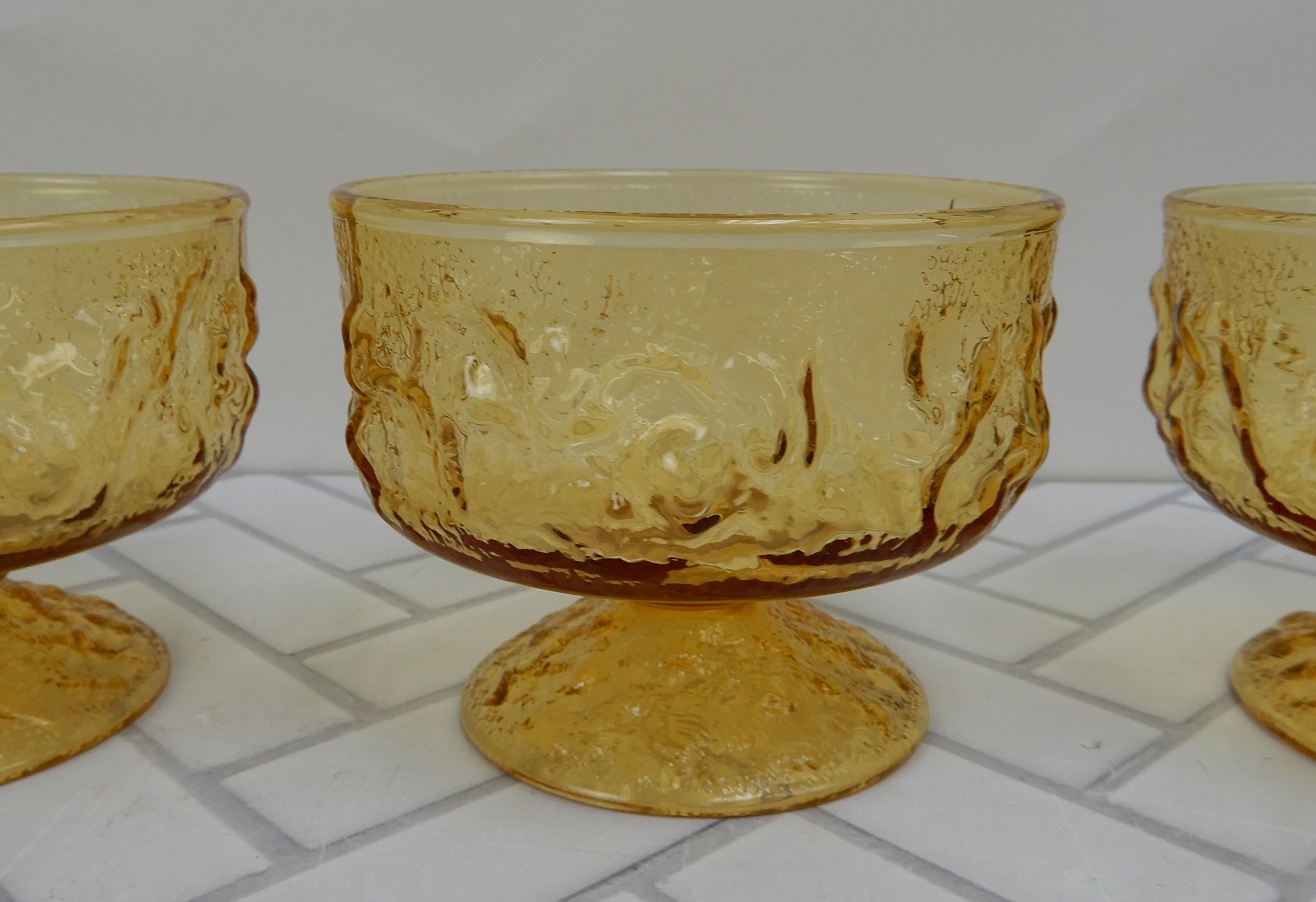 Set of 4 Anchor Hocking Lido Milano Honey Gold Sherbet Footed - Etsy