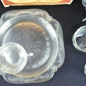 Vintage Indiana Glass Clear Recollection 8 Piece - Snack Set Service ...