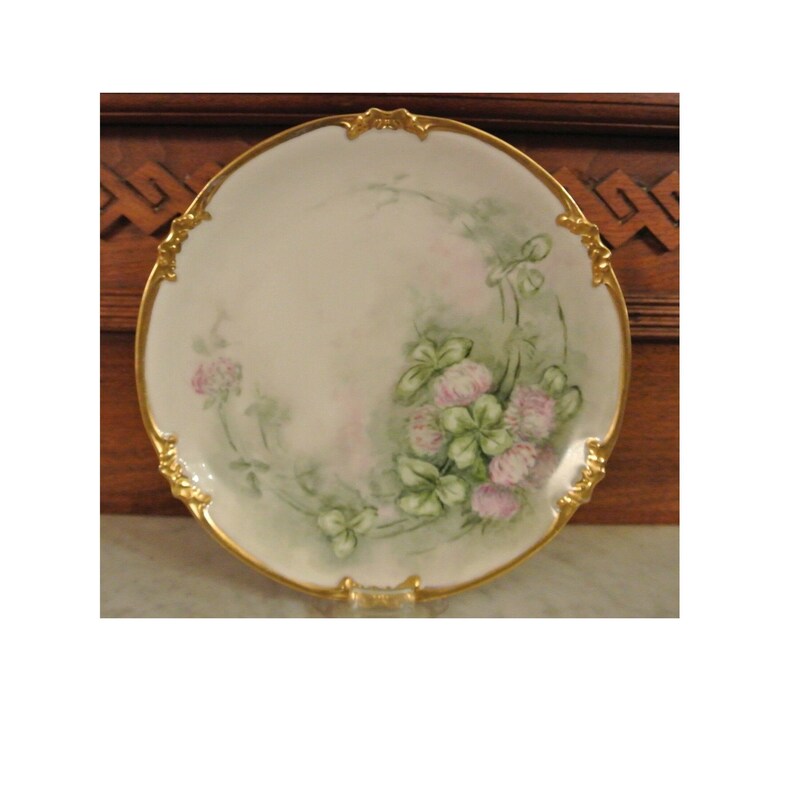Vintage Goa France Pink & Green Flower Gold Rim Plate Signed - Etsy