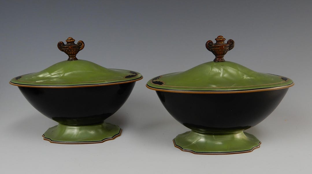 1920 Pair of Jade Green Marbelized Pyralin Sheraton Art Deco Power ...
