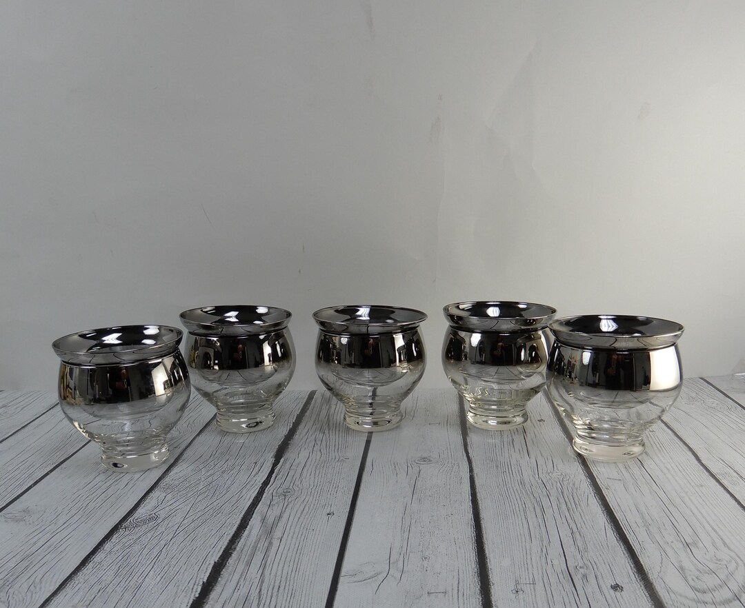 5 Queens Lusterware Shrimp Cocktail Set Dorothy Thorpe Style Silver ...