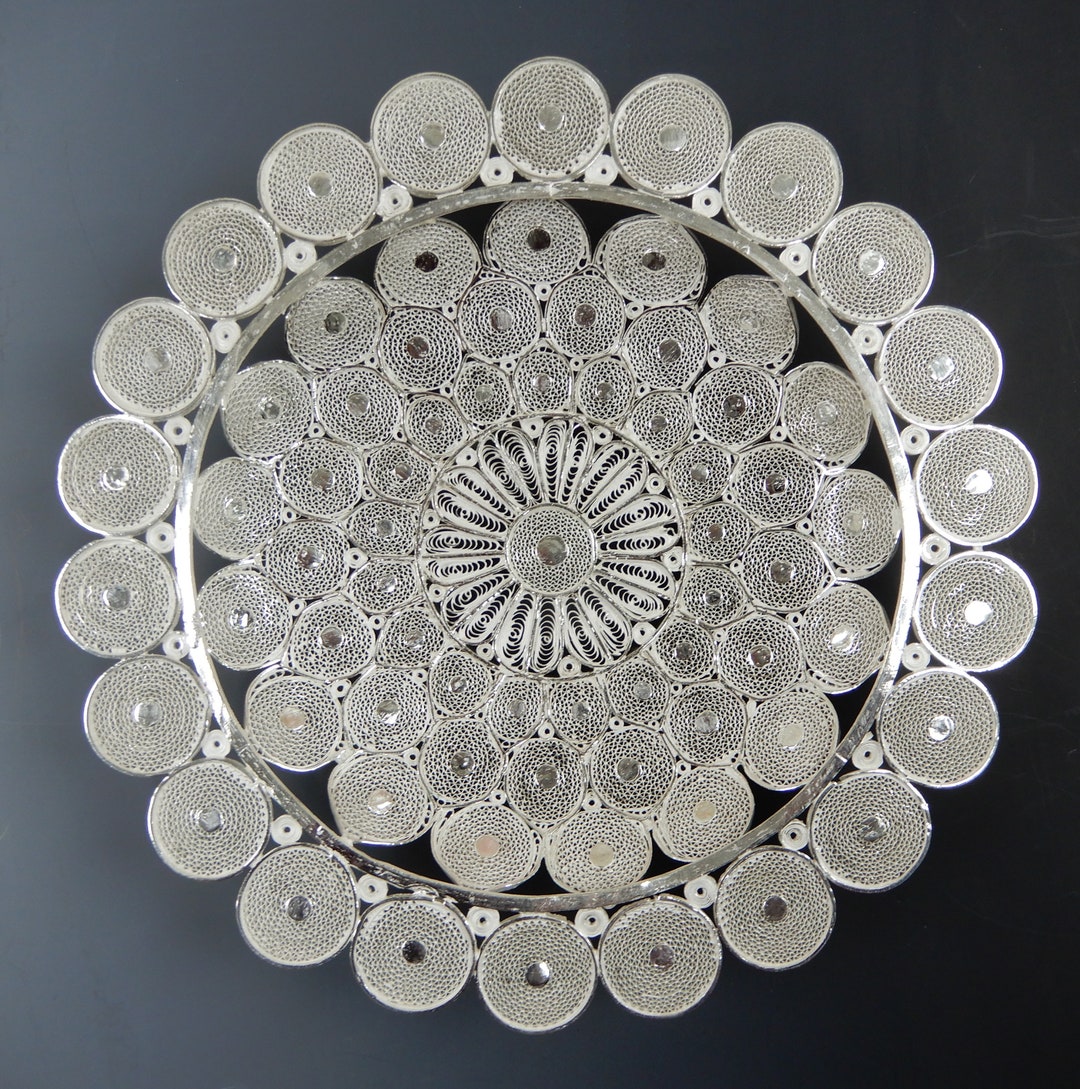 Vintage Tarakasi Silver Filigree Round Dish 263 Grams Made in India - Etsy