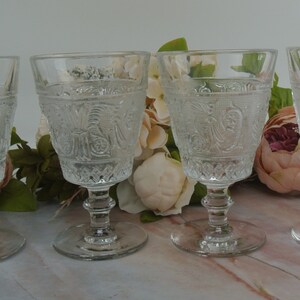4 Sandwich Footed Water Goblets 8 Oz in Duncan & Miller Clear Glass 41 ...