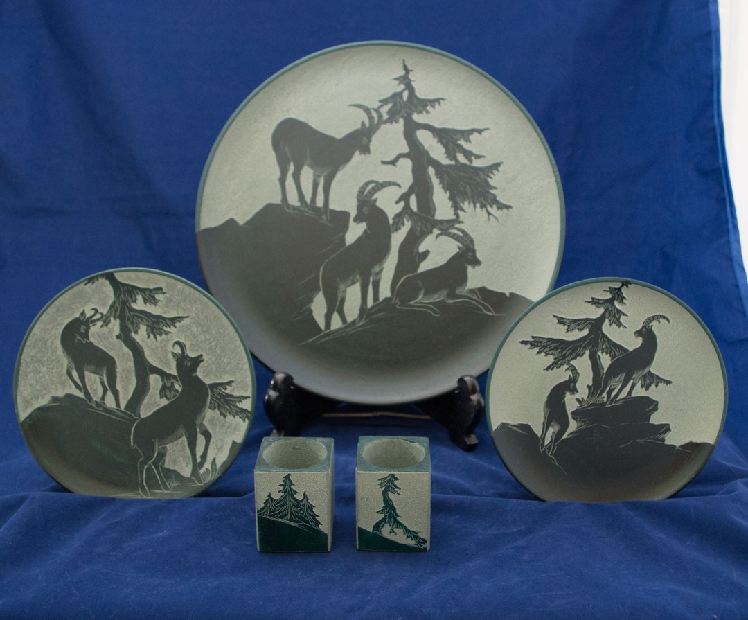 Swiss Made Group of Stone Wall Plates With Candleholders - Etsy