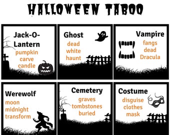 Taboo Halloween Game - Halloween Forbidden Words, Printable Halloween ...