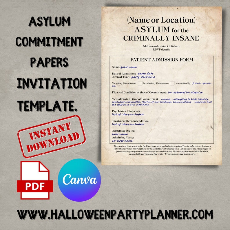 Asylum Invitation - Etsy