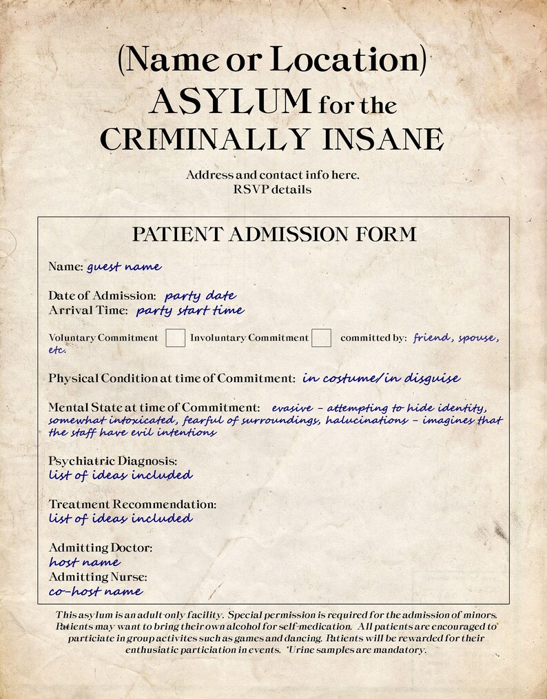 Asylum Invitation - Etsy
