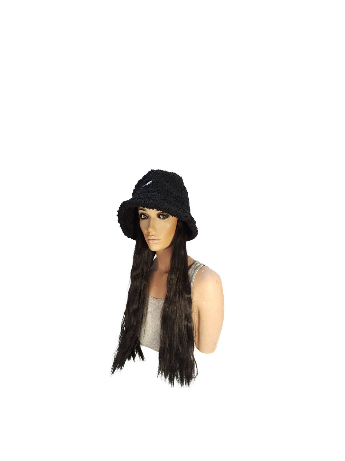 Bucket Hat Wig With Wig for Women Boucle Hat Crimped Wavy - Etsy