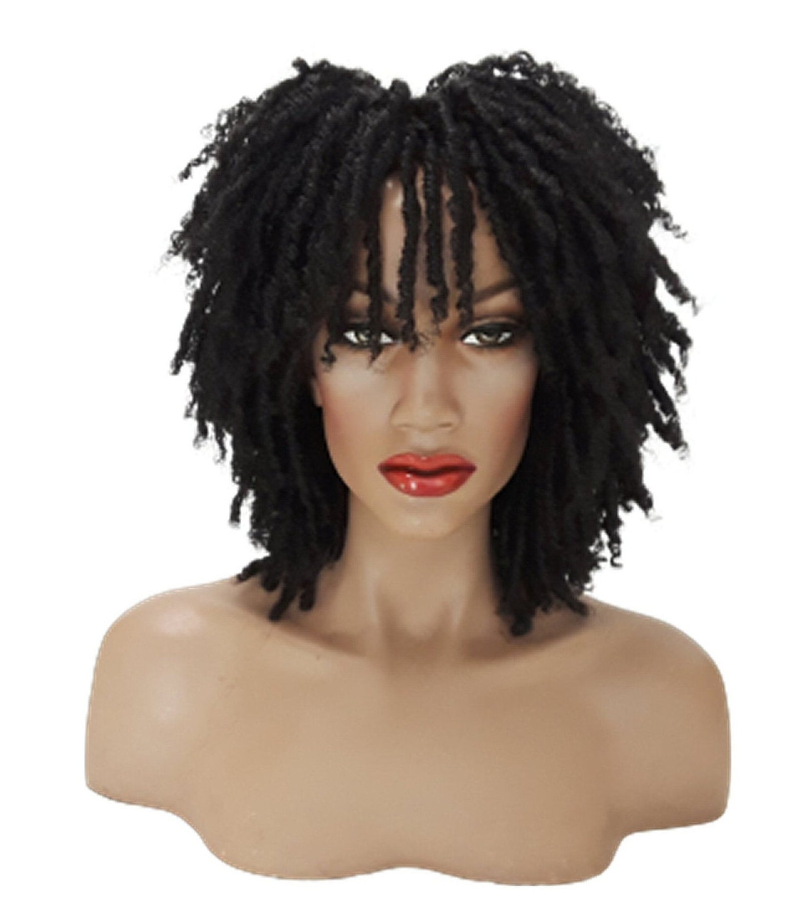 Black Short Dreadlock Wig Twist Wigs for Black Women Short Curly ...
