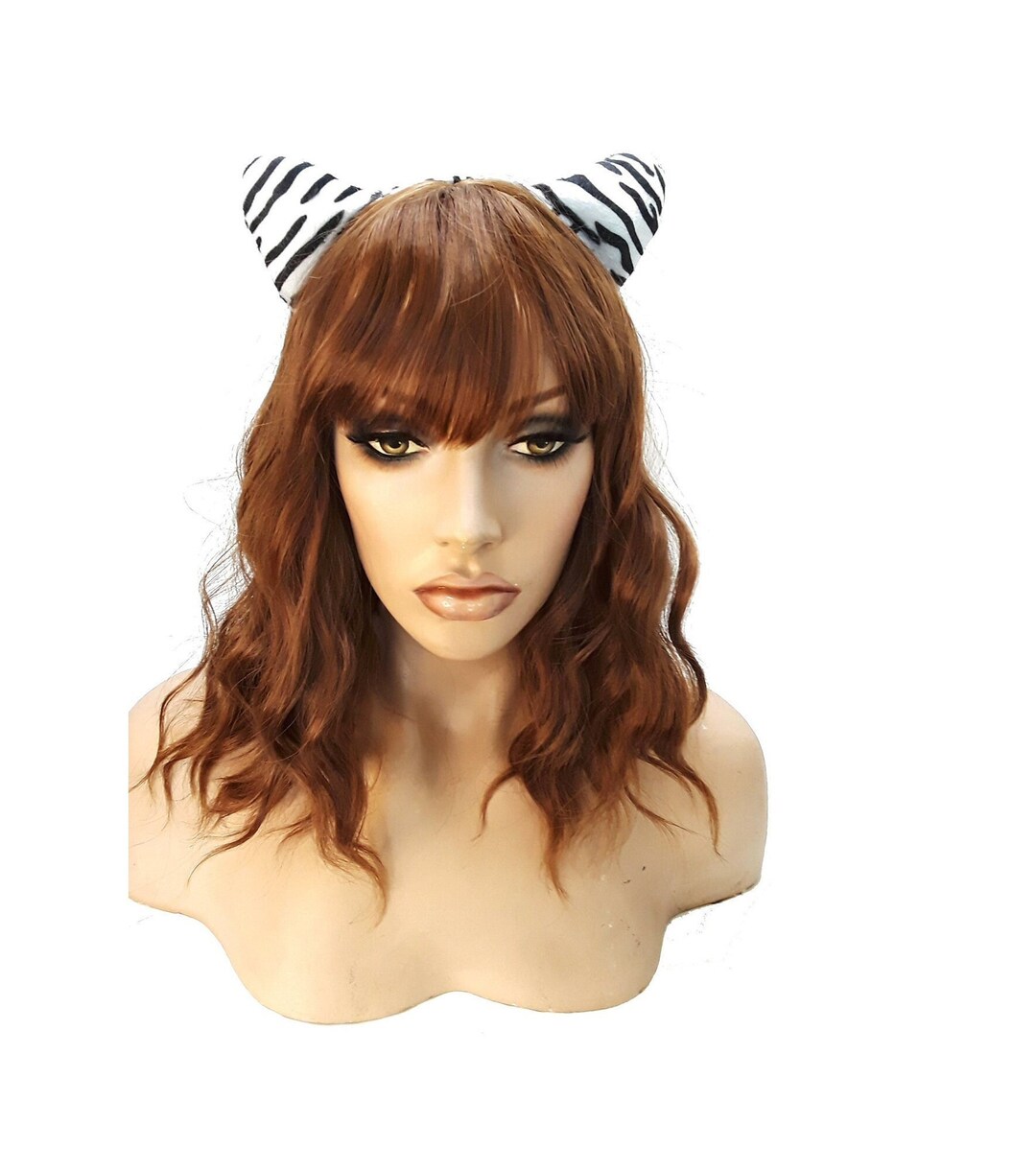 Soft Plush Zebra Cat Ears Headband for Halloween Party Tiger Headbands ...