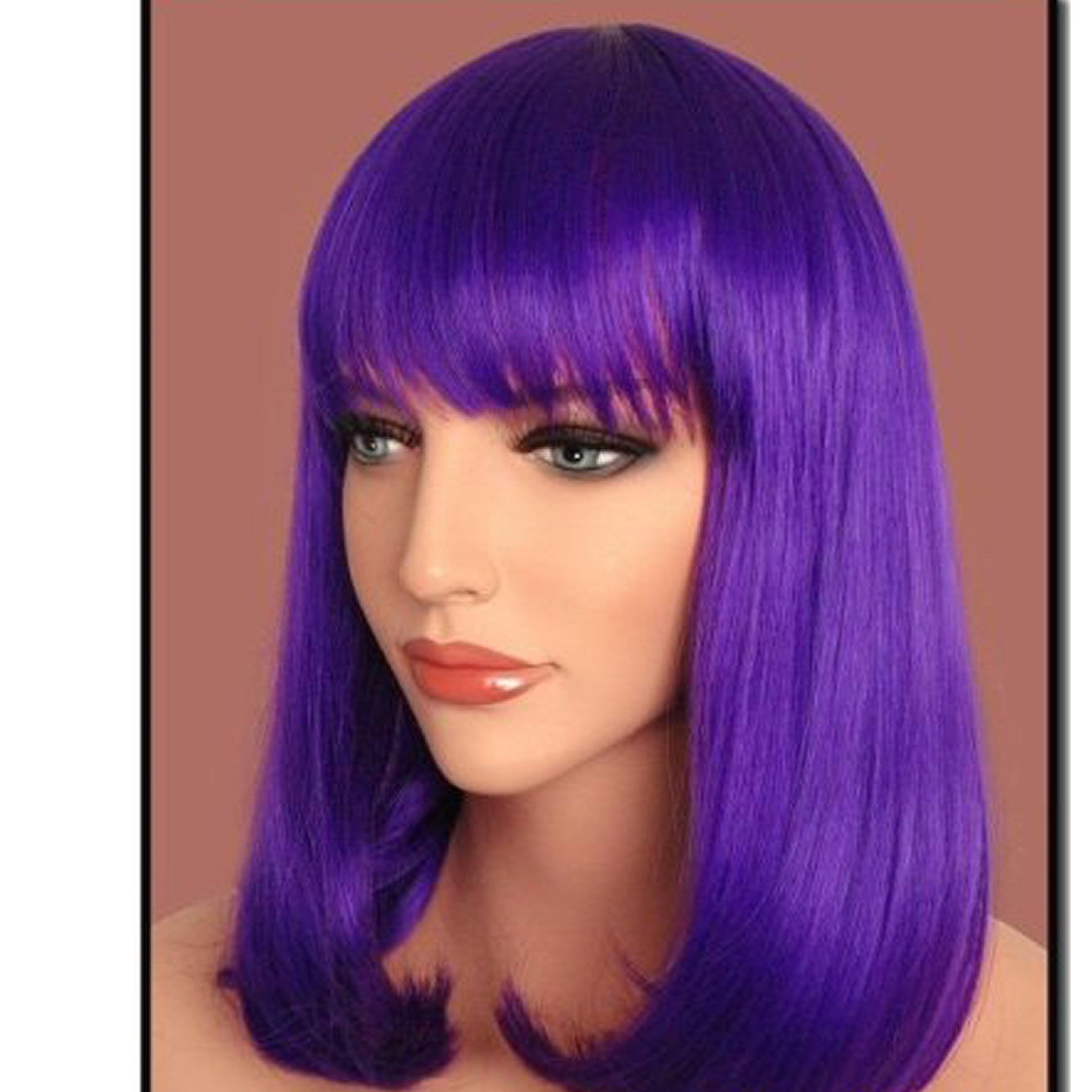 Purple Bob Synthetic Heat Resistant Wig With Bangs | Etsy