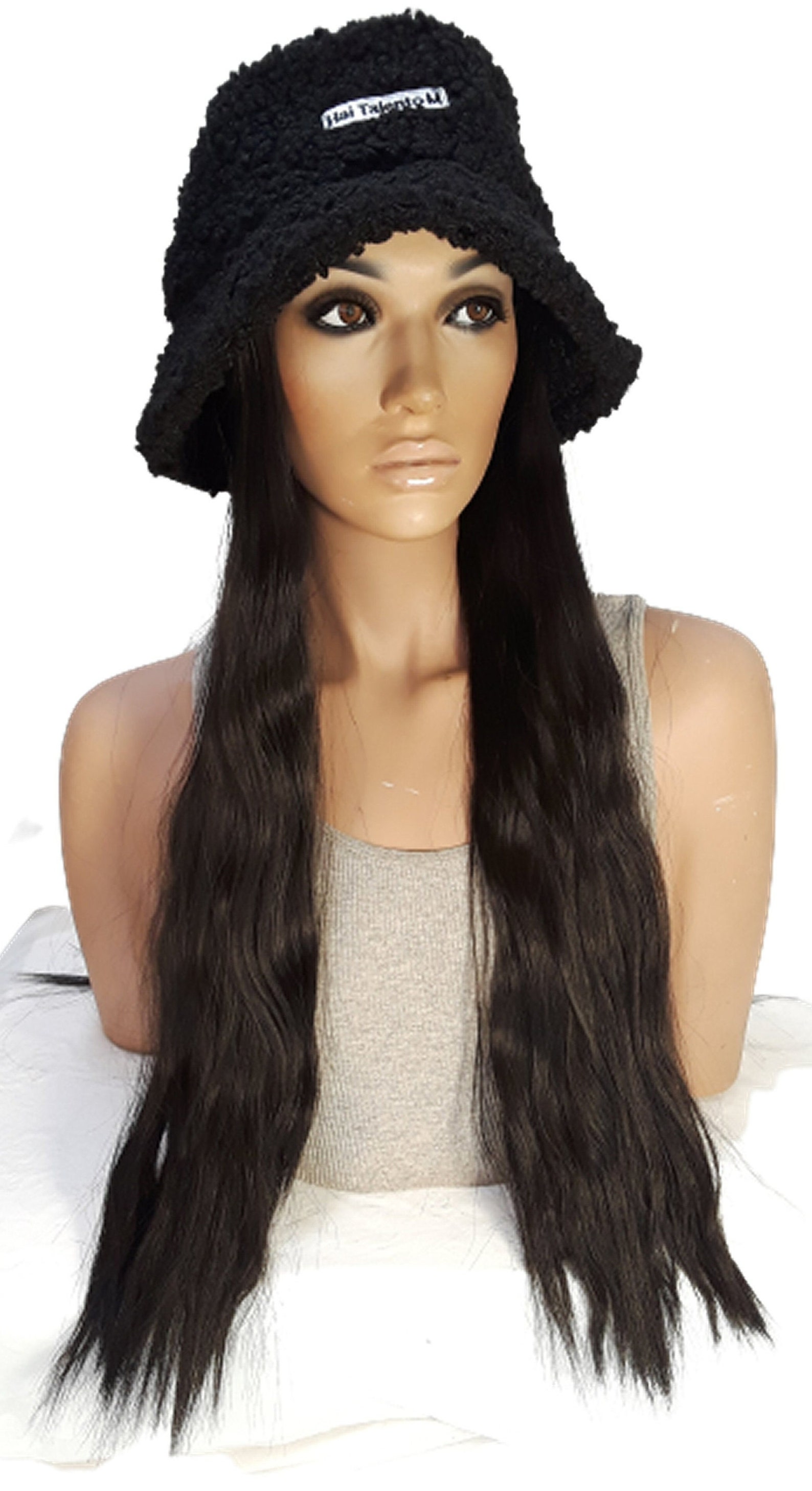 Bucket Hat Wig With Wig for Women Boucle Hat Crimped Wavy - Etsy