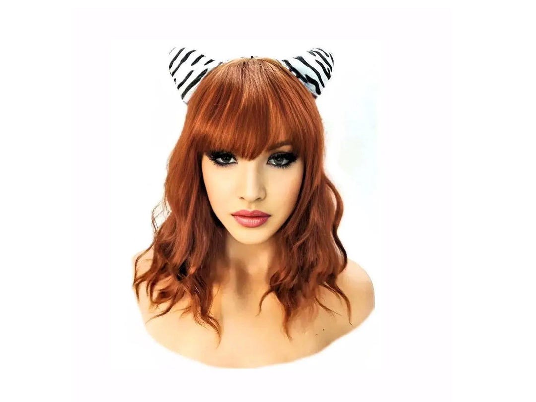 Soft Plush Zebra Cat Ears Headband for Halloween Party - Tiger ...