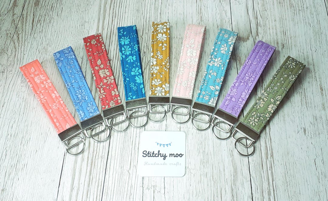 Liberty London Capel Fabric Keychain Wristlet: Handmade Quilted Key Fob ...