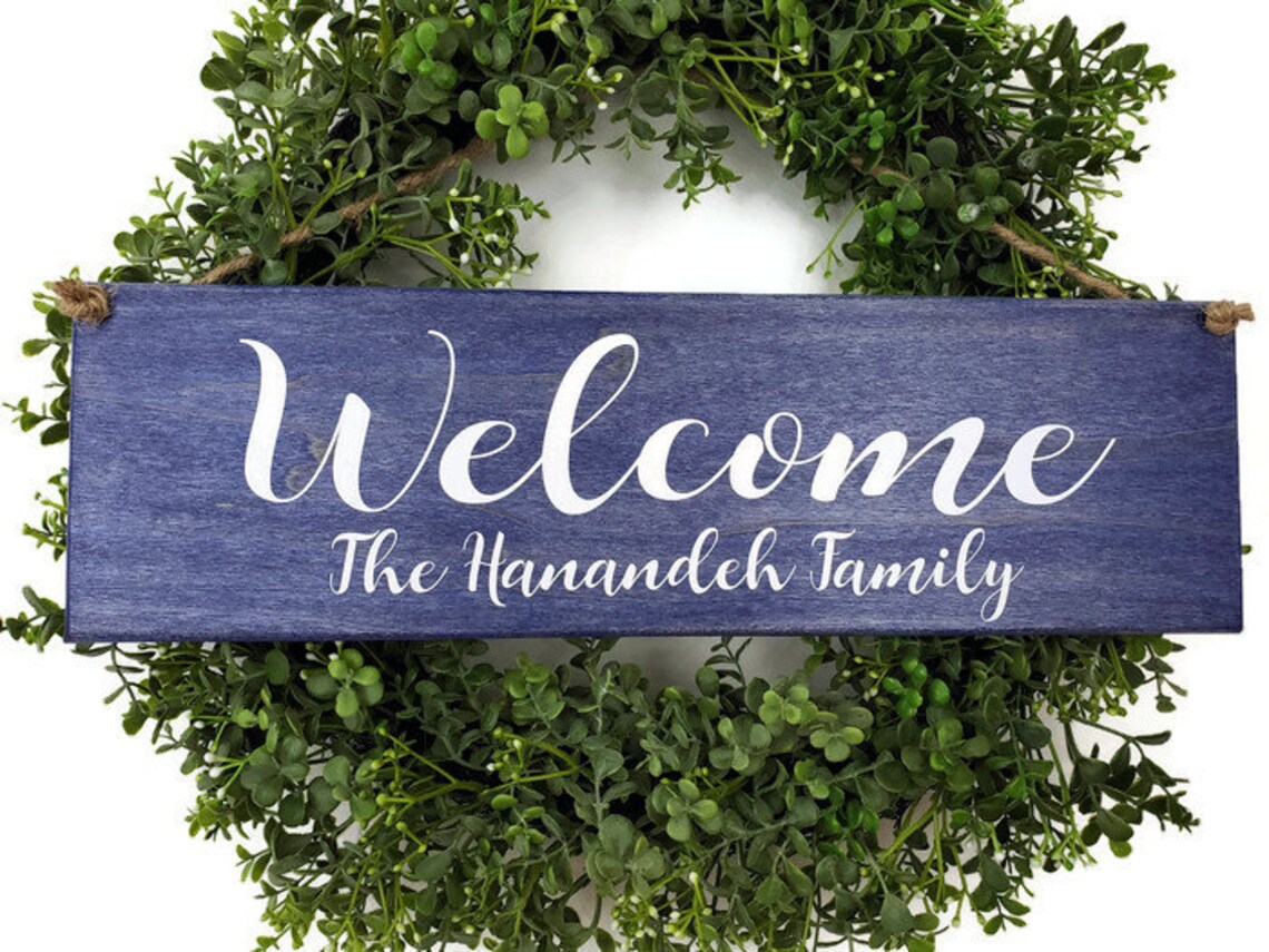 Personalized Welcome Sign Front Door Decor Family Name Sign - Etsy