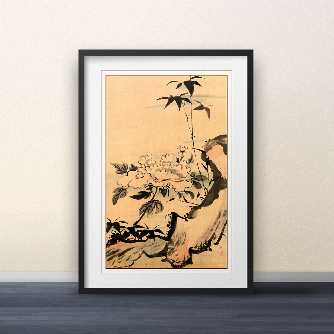 Peony and Bamboo by Ike (tokuyama) Gyokuran - Japanese Print Japanese ...