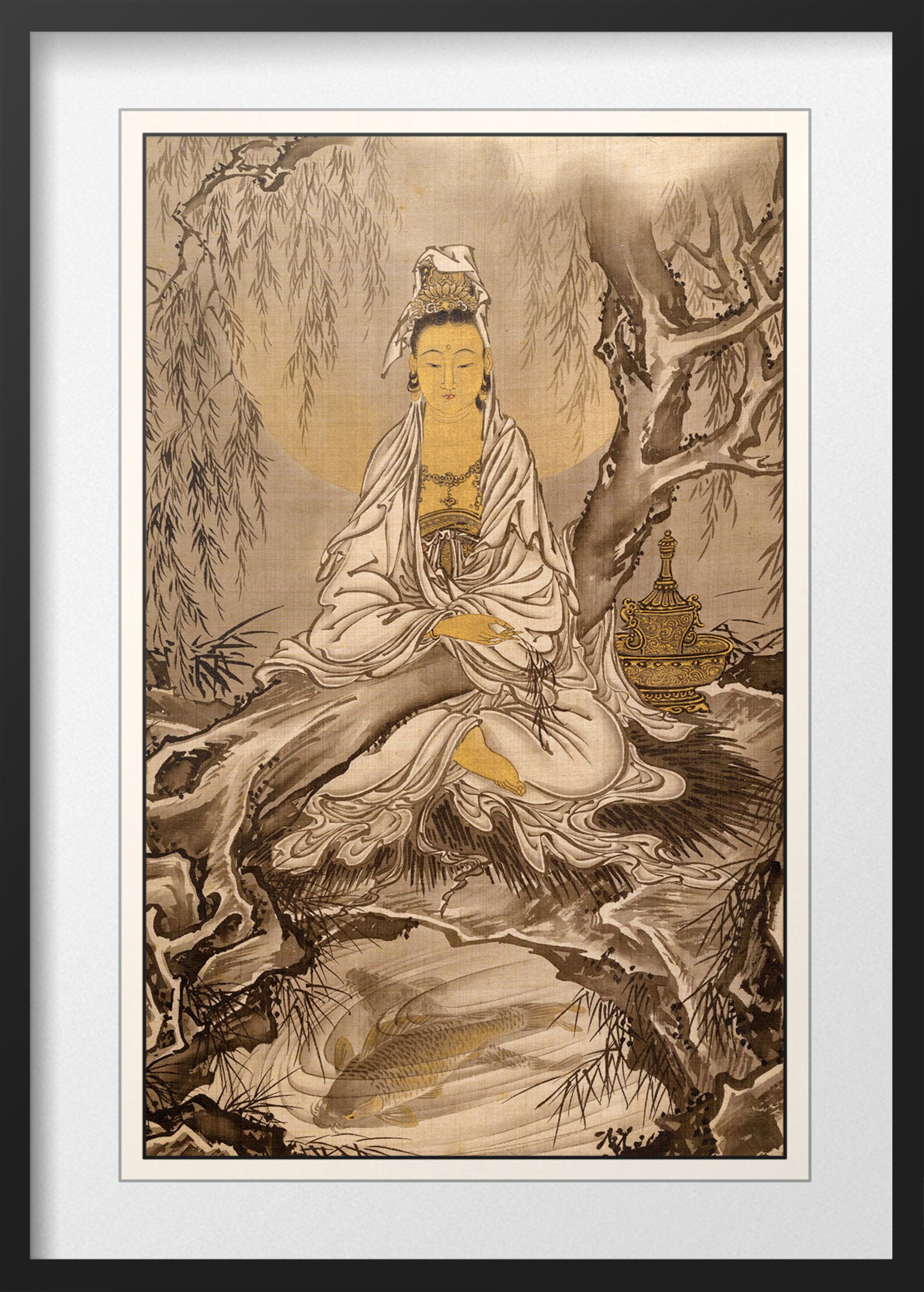 White-robed Kannon by Kawanabe Kyōsai - Japanese Print Japanese Art ...