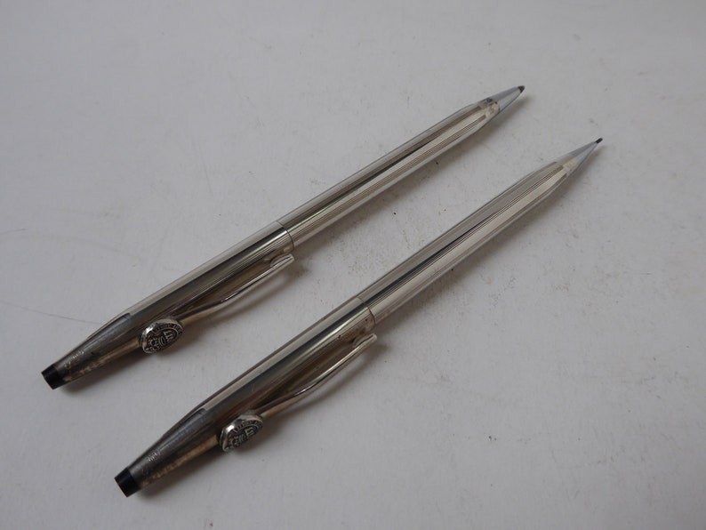 1977 Pair Cross Silver Ballpoint Pen and Pencil for Queen Elizabeth 2nd ...