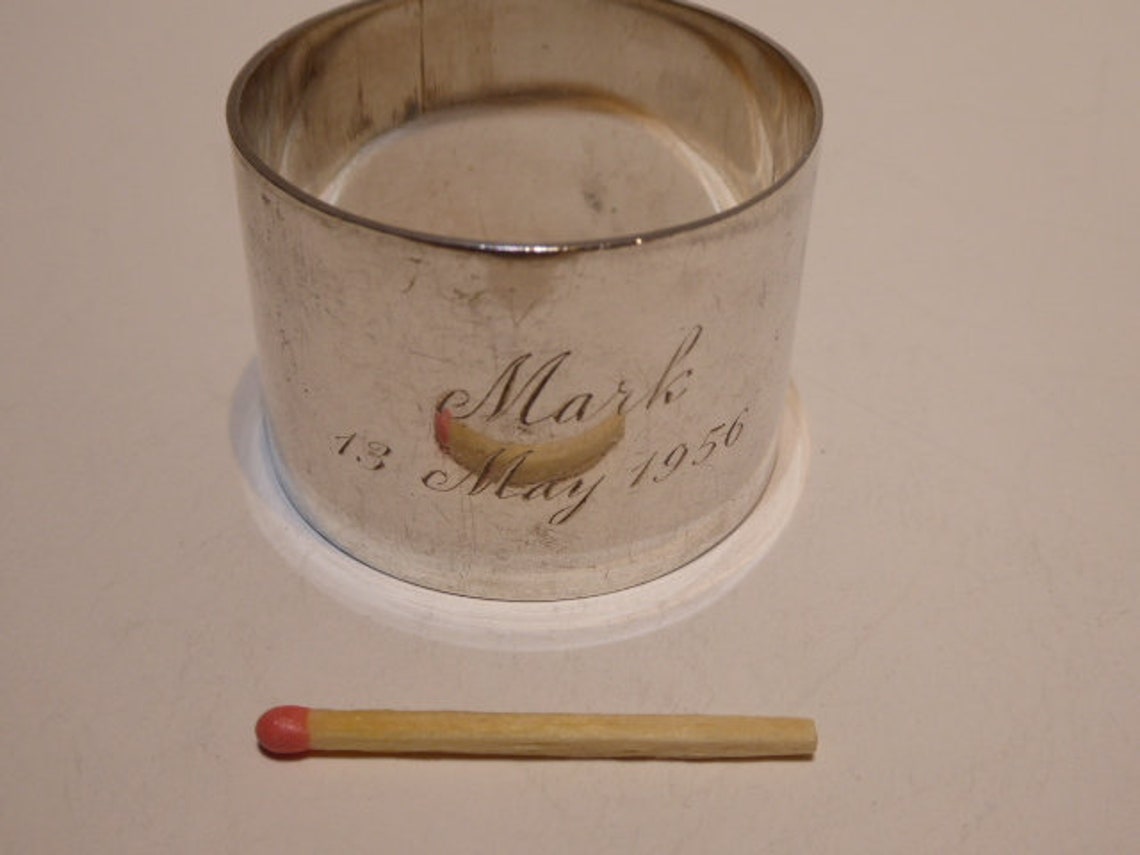 1946 MARK Napkin Ring Sterling Silver Engraved MARK 13 May 1956 - Etsy UK