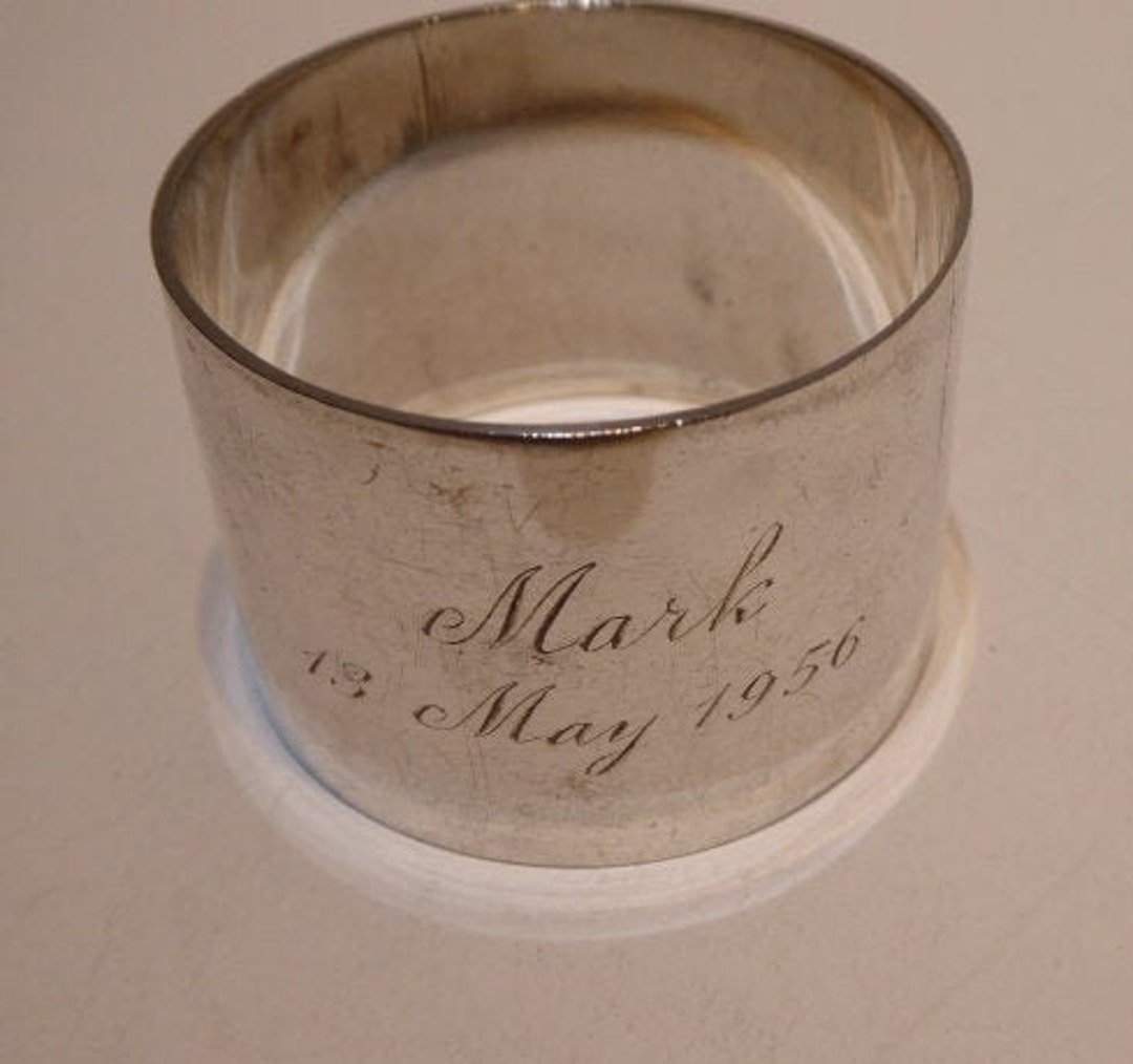1946 MARK Napkin Ring Sterling Silver Engraved MARK 13 May 1956 - Etsy UK