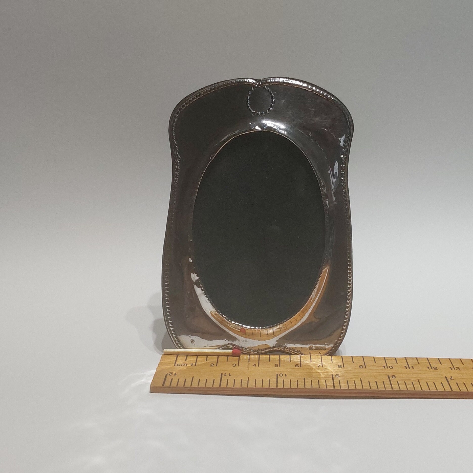 1995 Picture Frame in Sterling Silver by Ray Hall, With Oak Easel Back ...