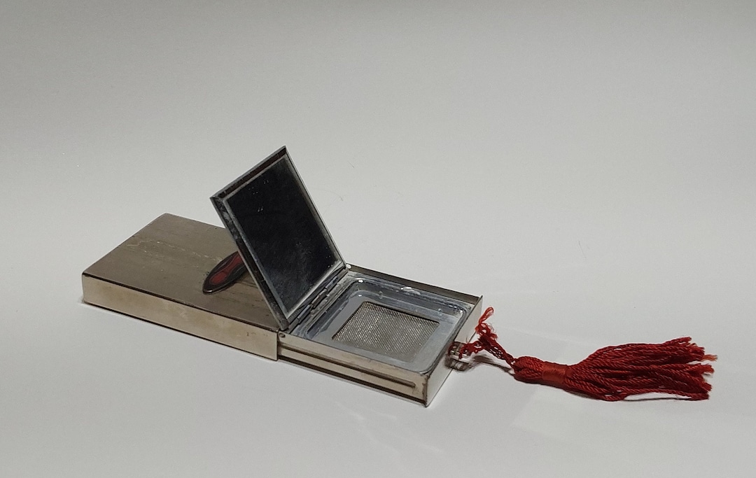 Vintage Compact Square Flip up and Silver Tone - Etsy