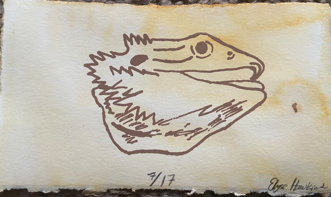 Bearded Dragon Print With Watercolor Background - Etsy