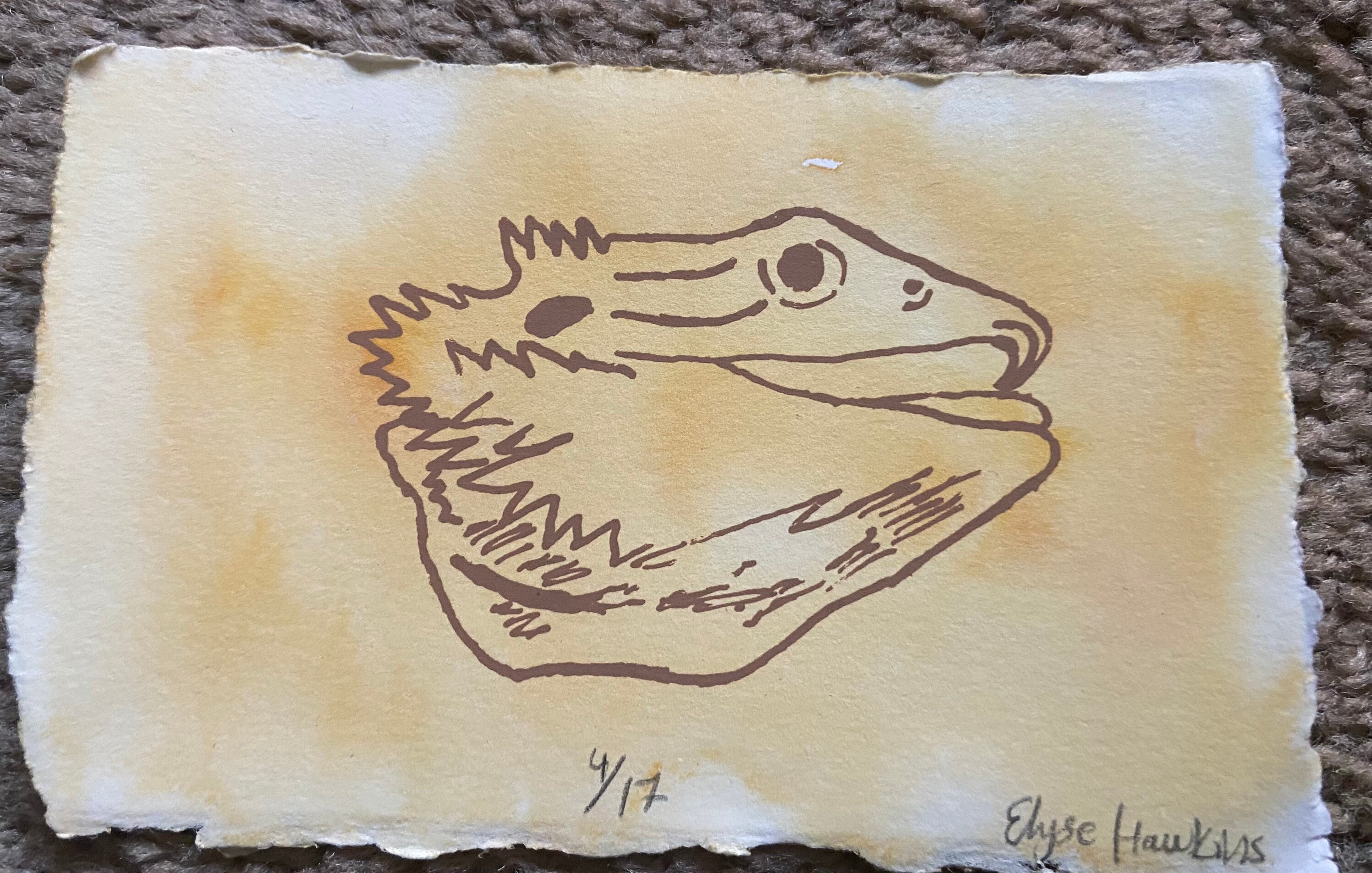 Bearded Dragon Print With Watercolor Background - Etsy