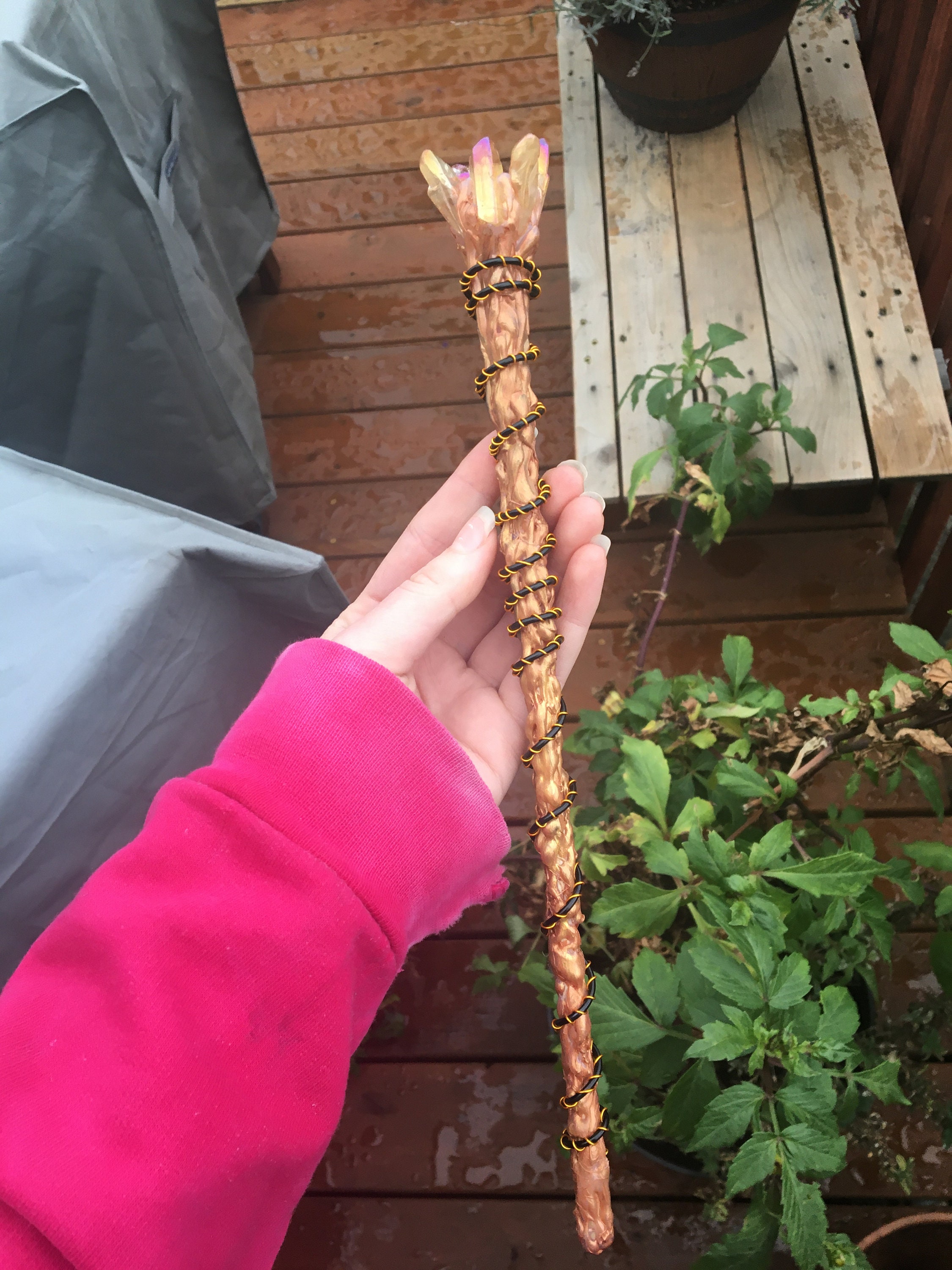 Custom Wand With Stone Beads and Quarts 1 Foot Long | Etsy