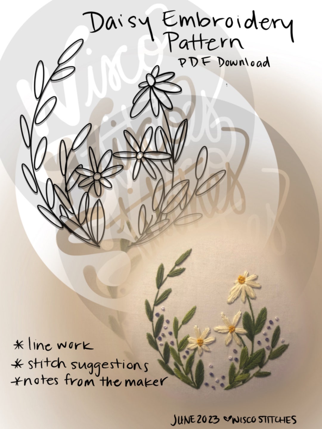 Daisy Embroidery Pattern PDF - Etsy