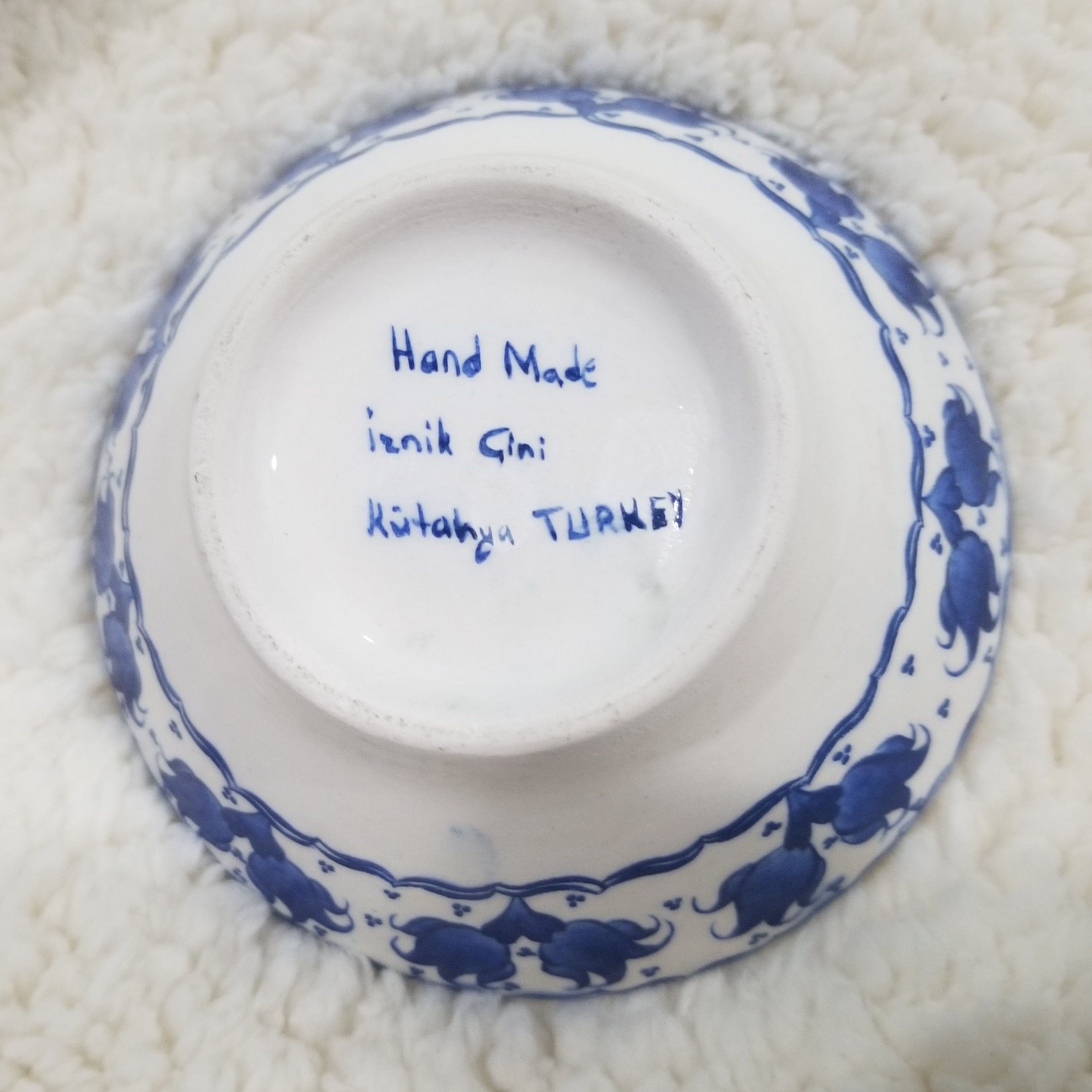 Handmade and Hand Painted Blue & White Tulip Bowl Made in Kutahya ...