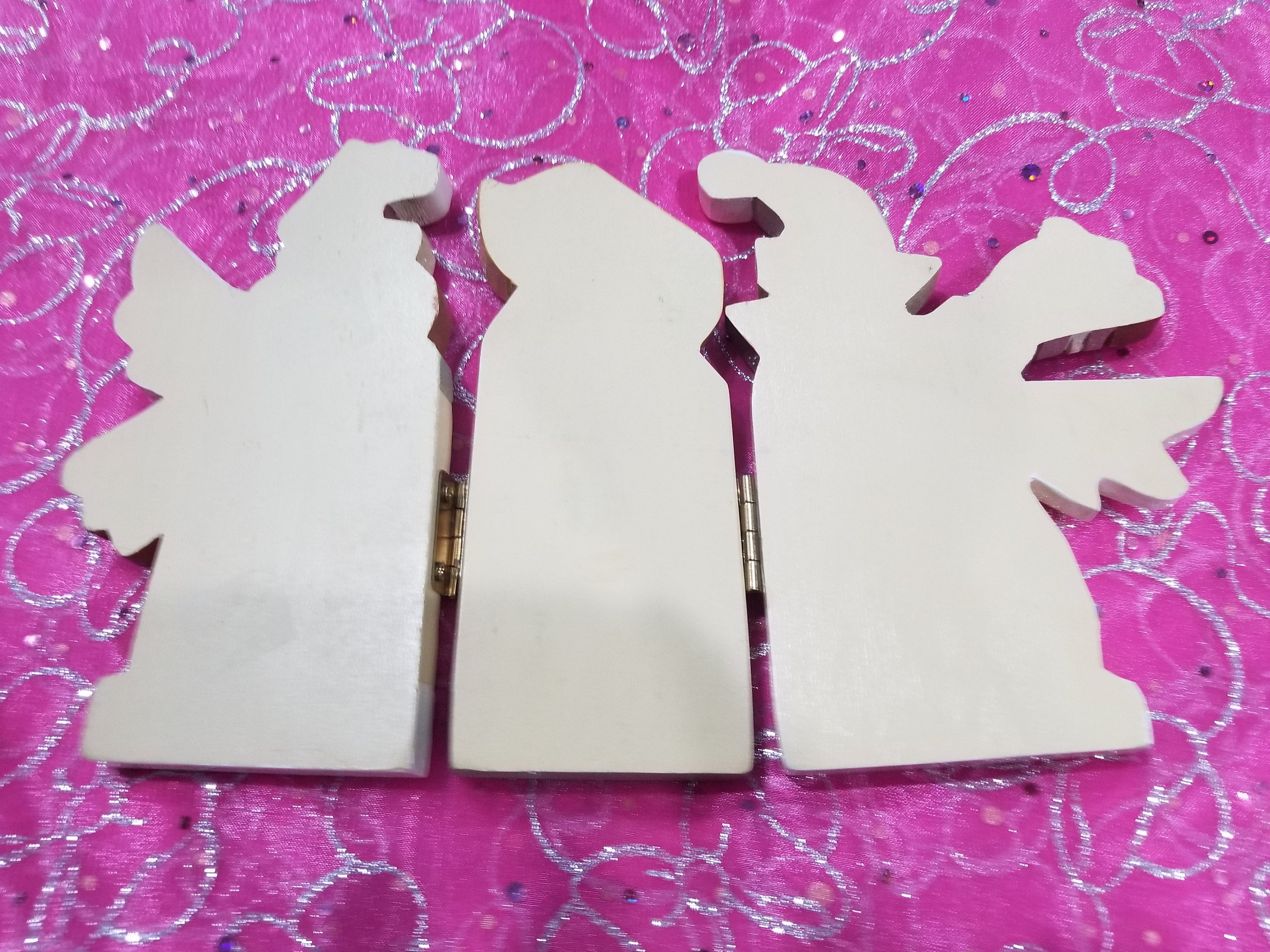3 Hand Painted Wooden Hinged Stand up Christmas Angels Display - Etsy